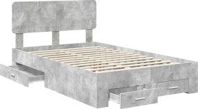 Rám postele s čelo Betonově šedá 135 x 190 cm Kompozitní dřevo 3412385