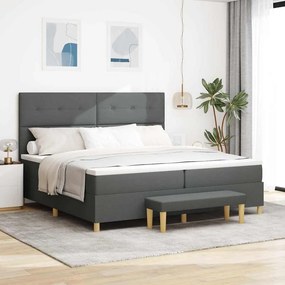 Postel s boxspringem s čelo Tmavě šedá 200 x 200 cm textil 3344325