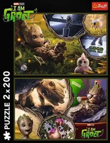 Trefl - Puzzle - Marvel: Já jsem Groot / 2x 200 dílků / 41 x 27.5 cm /