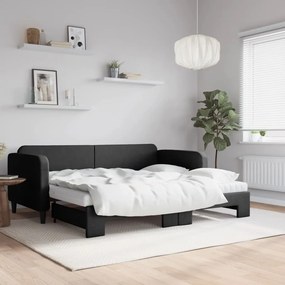 Válenda s přistýlkou a matracemi černá 90 x 200 cm textil 3196836