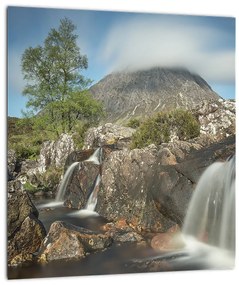 Obraz vodopádů a hory (30x30 cm)