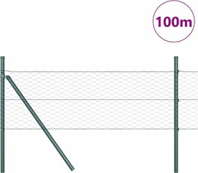 Hexagonální kotvení plotu 100 x 0,8 m Ocel potažená PVC Zelená 3352742