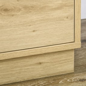 HOMCOM Noční stolek s rattanovými mřížkovými zásuvkami, bohémský styl, komoda do ložnice s protiskluzovým systémem 60x38x88,5 cm přírodní