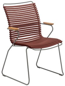 OnaDnes -20% Červená plastová zahradní židle HOUE Click II. s područkami