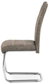 AUTRONIC Jídelní židle, potah hnědá látka COWBOY v dekoru vintage kůže, kovová chromovaná