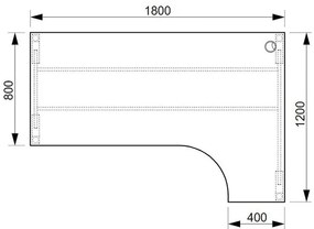 Kancelářský rohový stůl Hobis UEA 1800L, deskaakát, bílá RAL 9016