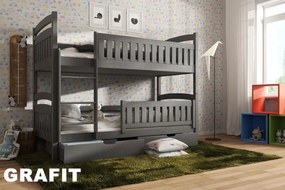 Patrová postel Ignac 90x200 cm s úložným prostorem - grafit