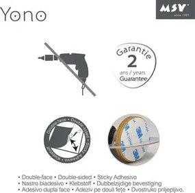 MSV YONO samolepicí věšák se 2 háčky černý / bambus / ocel / 94 x 53 x