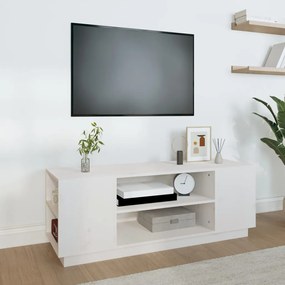 TV skříňka bílá 110 x 35 x 40,5 cm masivní borové dřevo