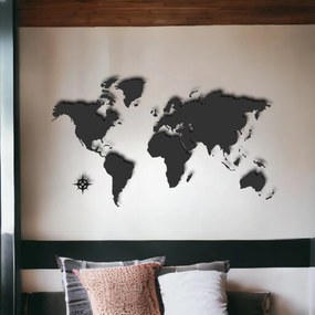 Mapa Světa - kovový obraz na zeď Velikost: 125cm
