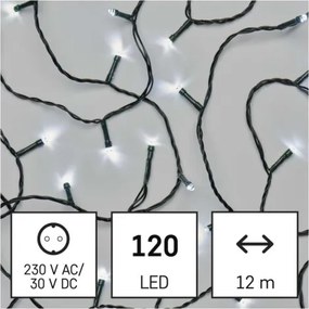 Vánoční osvětlení EMOS D4AC08 ZY2016 120LED řetěz 12m studená bílá 8 programů svícení