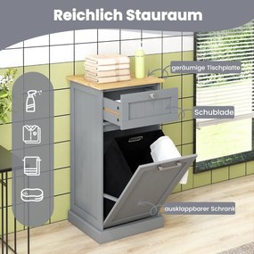 Costway Laundry Cabinet s košem na prádlo a zásuvkou a bambusovým košem