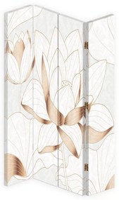 Ozdobný paraván Lotosový květ hnědý - 145x170 cm, čtyřdílný, obustranný paraván 360°