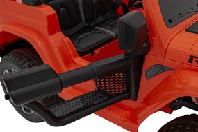 Ramiz Elektrické auto Jeep Wrangler Rubicon pro děti Oranžové + dálkové ovládání + MP3 LED rádio + EVA kola