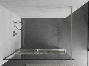 Mexen Kioto+, sprchová zástěna Walk-In s poličkou a věšákem 120 x 200 cm, 8mm čiré sklo bílý vzor, ​​broušená ocel profil, 800-120-121-97-85