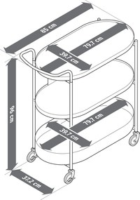 Tchibo - Servírovací vozík s podnosem - barva: černá
