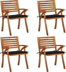 vidaXL Zahradní židle s poduškami 4 ks masivní akáciové dřevo [3075174] Barva: Vzor červená kostka