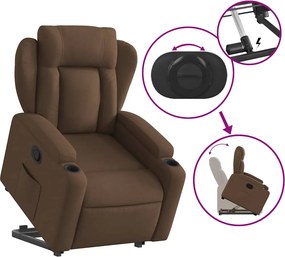 Zvedací polohovací křeslo hnědé textil 3204486