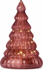 LED svítící stromeček, skleněný, vínový, 16,5 cm