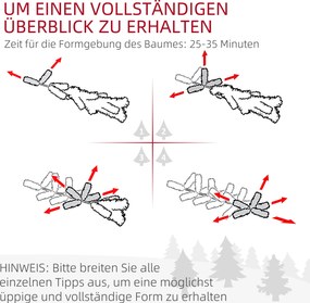 HOMCOM Umělý vánoční strom, 1,80 m, s 523 větvemi, umělý sníh, realistický vzhled, štíhlý tvar