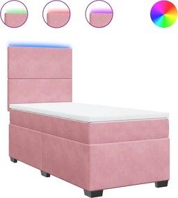 Box spring postel s matrací růžová 100x200 cm samet 3293133