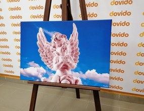 Obraz růžový pečlivý andílek na nebi - 120x80 cm