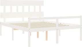 Postel s čelem pro seniory bílý 160x200 cm masivní dřevo 3195427