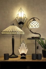 Krémová stolní lampa Tiffany Millie - 28*20*41 cm E14/max 1*25W