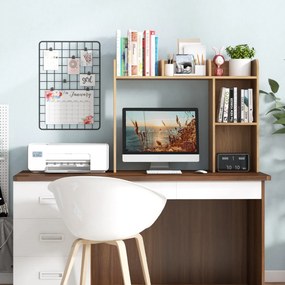 Costway Desk Shelf Víceúčelová dřevěná stolní police 3-vrstvá počítačová stolní