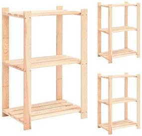 Regály 3 police 3 ks 60 x 38 x 90 cm masivní borovice 150 kg 3051122