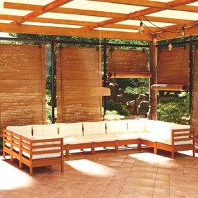 vidaXL 10dílná zahradní sedací souprava s poduškami borovice [3097334] Barva: medová hnědá