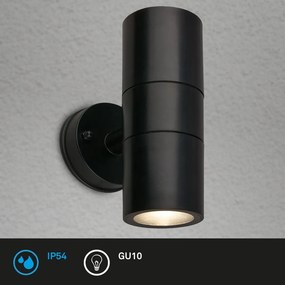 BRILO 3792025 Venkovní nástěnné svítidlo, IP54 voděodolné a prachotěsné, Up/Down, 16cm výška, černá - BRILO