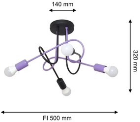 Přisazený lustr OXFORD 4xE27/15W/230V černá/fialová