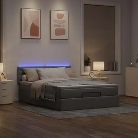 Osmanská postel s matrací &amp; LED Taupe 140x190 cm Látka 3312392