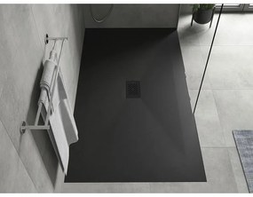 Mexen Hugo, obdélníková sprchová vanička SMC 150 x 100 cm, černá, černá krytka, 42701015-B