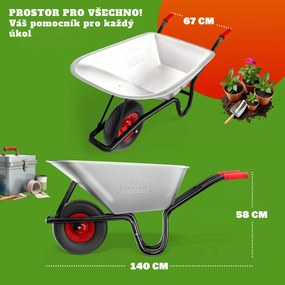 Kolečko BARRY pozinkovaný, max. 1 kapacita 100l/250kg, stříbrná/černá Gardebruk