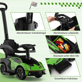 Costway Autosedačka Lamborghini s madlem a úložným prostorem tahač s volantem