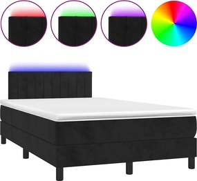 Box spring postel s matrací a LED černá 120 x 190 cm samet 3270167