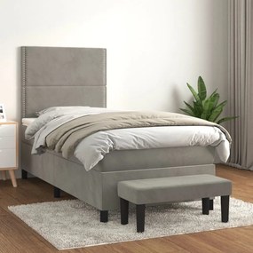 vidaXL Box spring postel s matrací 90x200 cm samet [3137765] Barva: Růžová