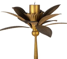 Kovový zlatý svícen s patinou a listy Montague – 30x70 cm