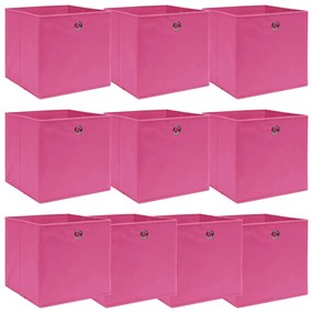 Úložné boxy 10 ks růžové 32 x 32 x 32 cm textil 288347