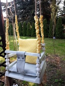 Lovegifts  Dětská zahradní plastová houpačka žlutá 3v1 do 20kg 36x34x31cm