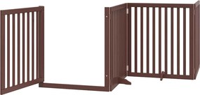 Zábrana pro psy s dvířky skládací 12 panelů hnědá 960 cm topol 3155696
