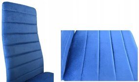 Sada 4 elegantních sametových židlí v modré barvě