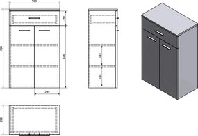 Aqualine ZOJA/KERAMIA FRESH 50 x 78 x 29 cm 50315 skříňka spodní dub platin