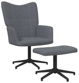 Relaxační křeslo se stoličkou tmavě šedé textil,  327975 HangarStore.cz