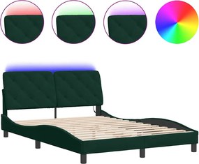 Rám postele s LED bez matrace tmavě zelený 120 x 200 cm samet 3213846