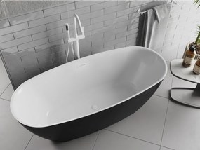 Mexen Luvo Slim, volně stojící vana 170 × 75 cm, bílá-černá, bílý přepad, 52801707575-20