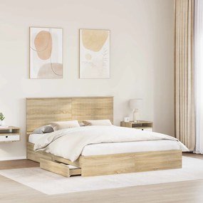 Postel s úložným prostorem se zásuvkou Sonoma dub 160 x 200 cm 3411189