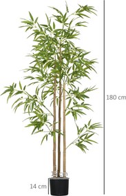 HOMCOM Sada 2 umělých bambusových rostlin Umělé stromy výška 180 cm s květináčem, interiérová dekorace, velmi realistické